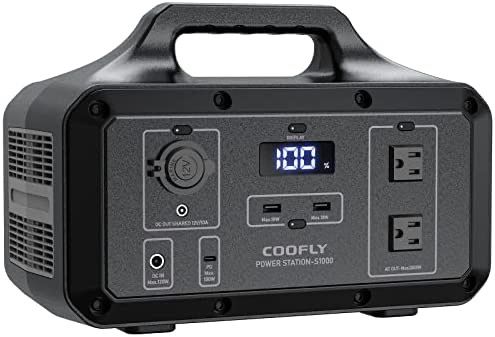 Portable Power Station 1021Wh - 1000W (Peak 2000W) Solar Generator with ...