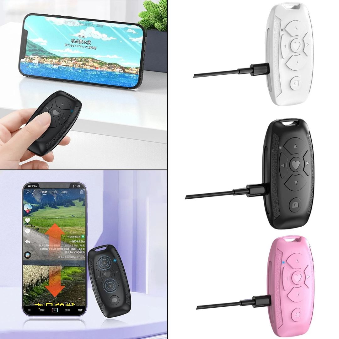 Bluetooth Remote Shutter Selfie Button Clicker for TikTok, Phones Scroll Videos Bluetooth Remote ...