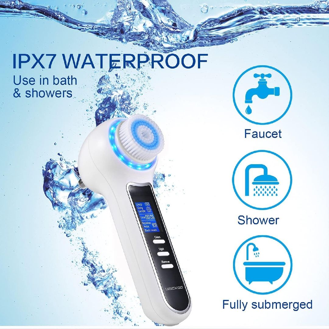 Face Scrubber Exfoliator,Facial Cleansing Brush Waterproof with LCD ...