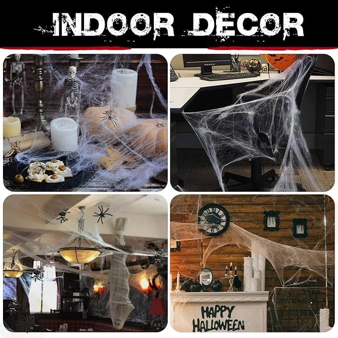 900 sqft Spider Webs Halloween Decorations Bonus with 30 Fake Spiders ...