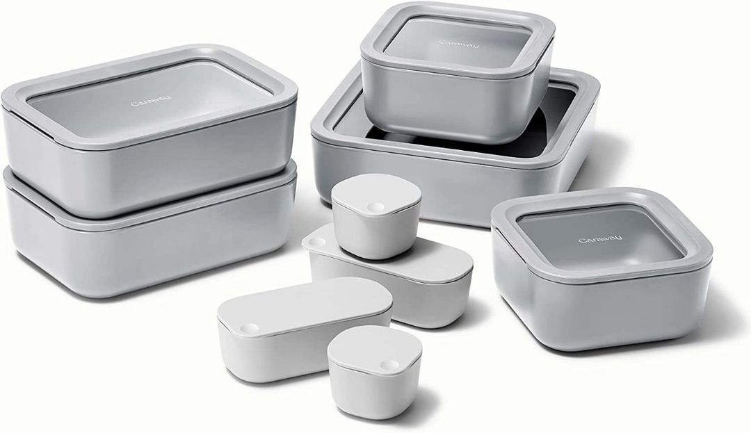 Caraway Glass Food Storage Set, 14 Pieces - Ceramic Coated Food ...